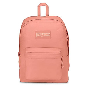 JanSport Superbreak Plus FX Backpack - Work, Travel, or Laptop Bookbag with Water Bottle Pocket, Happy And Sad Pink