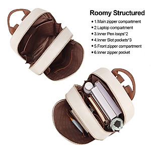 CLUCI Leather Laptop Backpack for Women 15.6 inch Computer Bag Travel Business Daypack Stone Pattern Black