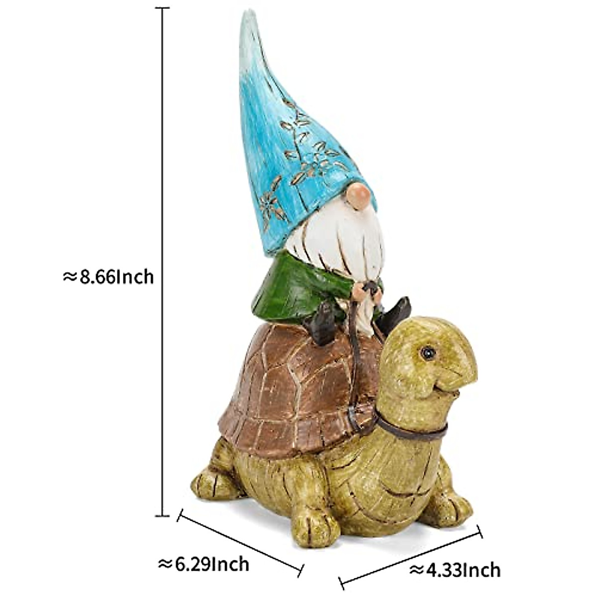 CYnice Garden Gnome Statue Outdoor Decor - Garden Gnomes Sitting on Turtle Statue for Garden Yard Patio Lawn Decorations,Gnome Gifts