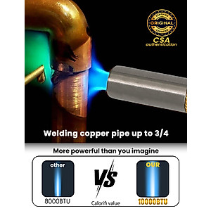 High Intensity Propane Torch Head, PR-8000 Trigger Start Mapp/Map Gas Torch with Self Ignition & Brass Knob, Pencil Flame Welding Torch Fuel by MAPP, MAP/PRO and Propane gas（CSA Certified)