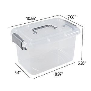 Esdiplot 6 Packs Plastic Storage Container Bins, 5 Quart Clear Latching Boxes with Handles for Home, School, Office Organization