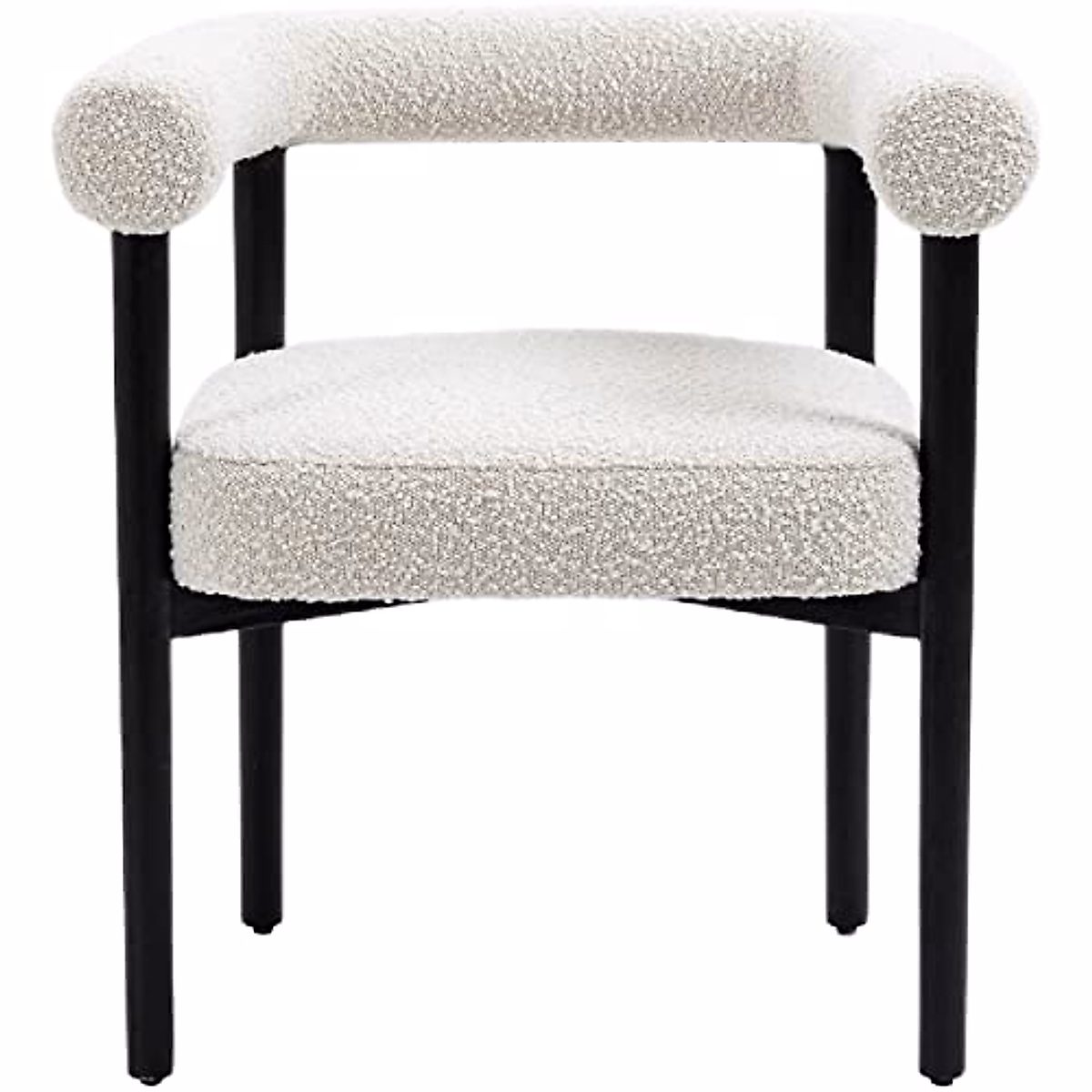 Meridian Furniture 560Cream-C Hyatt Collection Mid-Century Modern Dining Chair with Solid Wood Black Finish, Rich Cream Boucle Fabric, 26.5" W x 22" D x 28" H, Cream