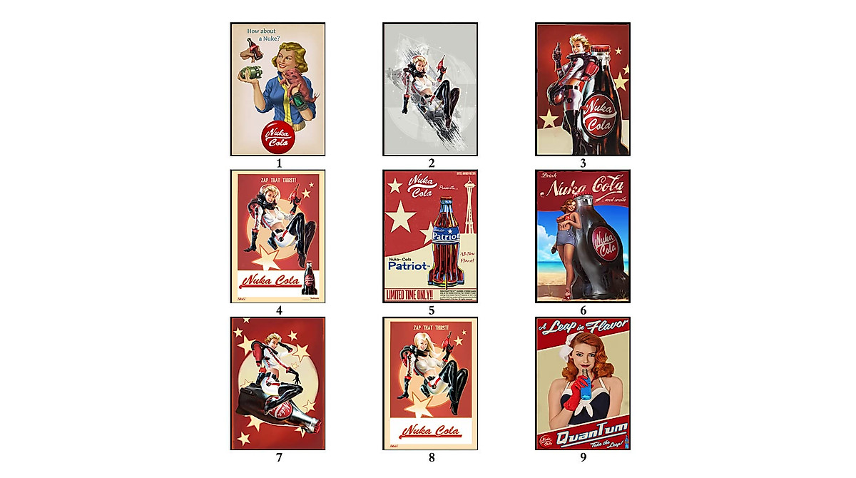 NA Set of 9pcs Vintage Nuka Cola Pin-up girl Poster Alternative Wall ...