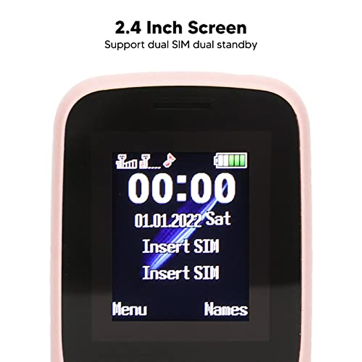 FOTABPYTI Senior Mobile Phone, 2.4 Inch Screen Big Buttons 1400mAh 2G GSM Unlocked Mobile Phone for Home (Pink)