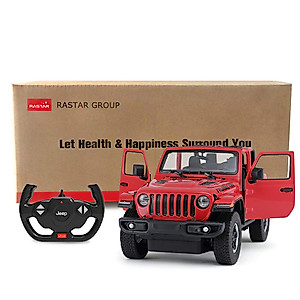 RASTAR Off-Road Remote Control Car, 1:14 Jeep Wrangler JL RC Off-Road Racing Vehicle Toy Car for Kids Adults, Spring Suspension/Door Open, 2.4Ghz RED
