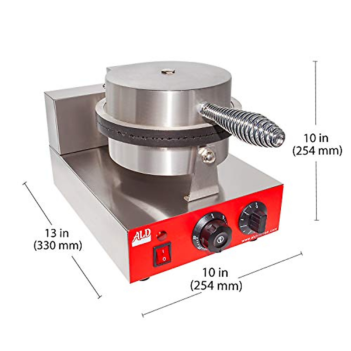 ALDKitchen Waffle Cone Maker | Commercial Waffle Roll Maker | Nonstick Covering | Stainless Steel | 1.2kW | 110V