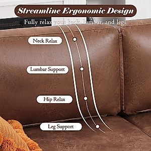 Esright 79 Inch Sofa Couch for Living Room, Small Couches, Faux Leather Loveseat, Mid Century Modern Sofas, Brown Comfy Love Seat for Bedroom, Apartment, Lounge, Office