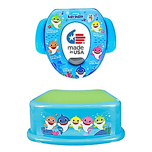 Pinkfong Baby Shark 2 Piece Essential Potty Training Set - Soft Cushion, Baby Potty Training, Safe, Easy to Clean, Step Stool