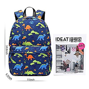 Abshoo Cute Lightweight Little Kids Backpacks for Boys and Girls Preschool Backpack With Lunch Bags(Dinosaur Navy)