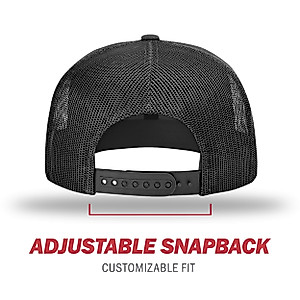 Richardson Unisex 511 Flatbill Trucker Adjustable Snapback Baseball Cap, Solid Black, One Size Fits Most