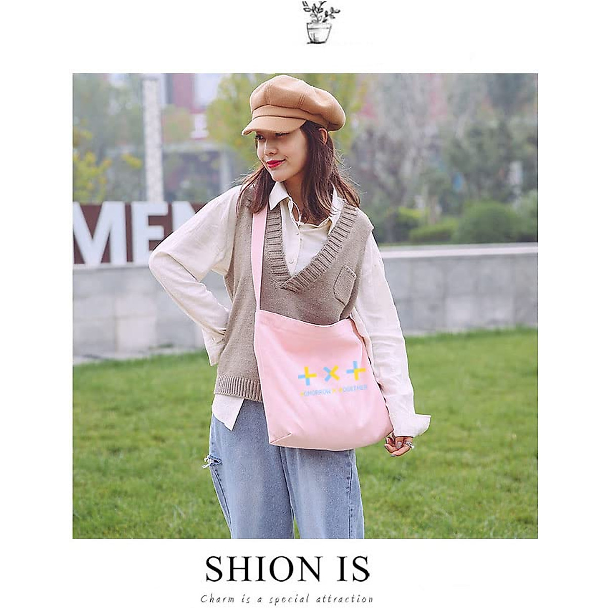 Kpop TXT Merchandise Canvas Shoulder Bag, Hobo Crossbody Handbag Casual Tote