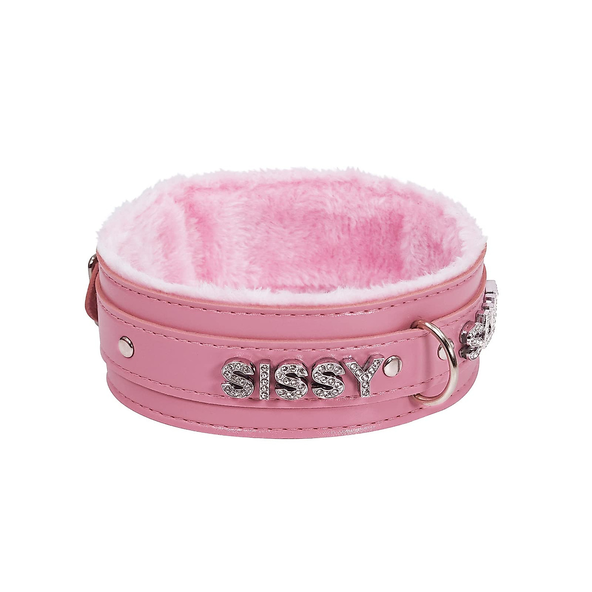 paloli Pink Choker Necklace for Women Leather Collar Fluffy Punk Leash Neck Choker Gothic Cosplay Sexy Jewelries