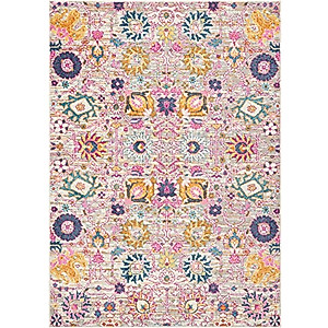 Nourison Passion Silver 5'3" x 7'3" Area -Rug, Boho, Moroccan, Bed Room, Living Room, Dining Room, Kitchen, Easy -Cleaning, Non Shedding, (5' x 7')