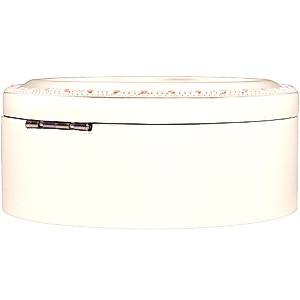 Cottage Garden Dance Sing Live Everyday Matte White Petite Round Jewelry Music Box Plays Irish Lullaby