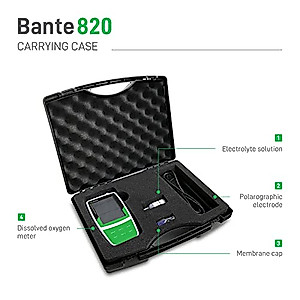 Bante 820 Portable Dissolved Oxygen Meter | Dissolved Oxygen Tester Kit | 10 ft Cable, 1 or 2 Points Calibration, 100 Sets of Data Storage, USB Communication Interface