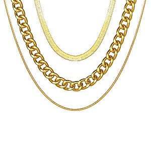 Tayel Punk Layered Snake Choker Necklaces Gold Thick Chunky Twist Circle Necklace Chain Jewelry Adjustable for Women