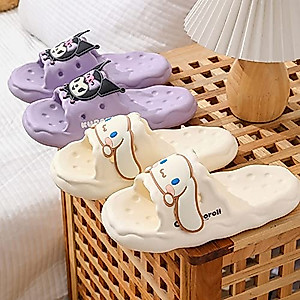 Ohjijinn Kawaii Slides Anime Summer Open Toe Pillow Slides Sandals, Funny Beach Slippers with Cushioned Thick Sole, Cloud Slides for Women