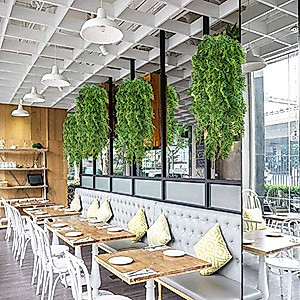 XHXSTORE 3.77 Ft Long Artificial Hanging Plants 2pcs Boston Ferns Faux Ivy Vines UV Resistant Outdoor Plastic Plants for Summer Garden Indoor Home Wall Party Garland Office Decor