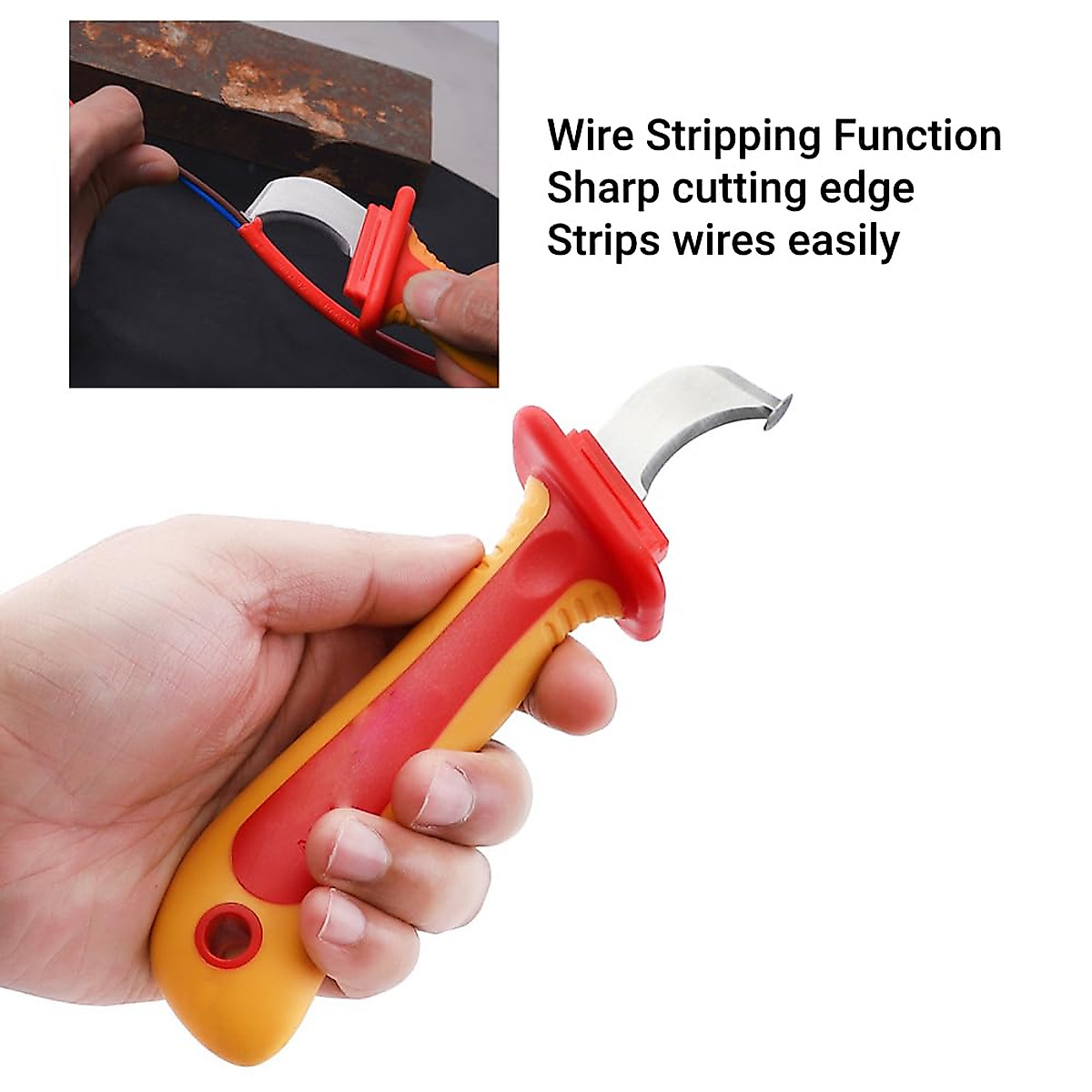 1000V Insulated Dismantling Knife Insulated Electricians Cable Stripping Knives with Non Slip Handle for Circuit Breaking Installation