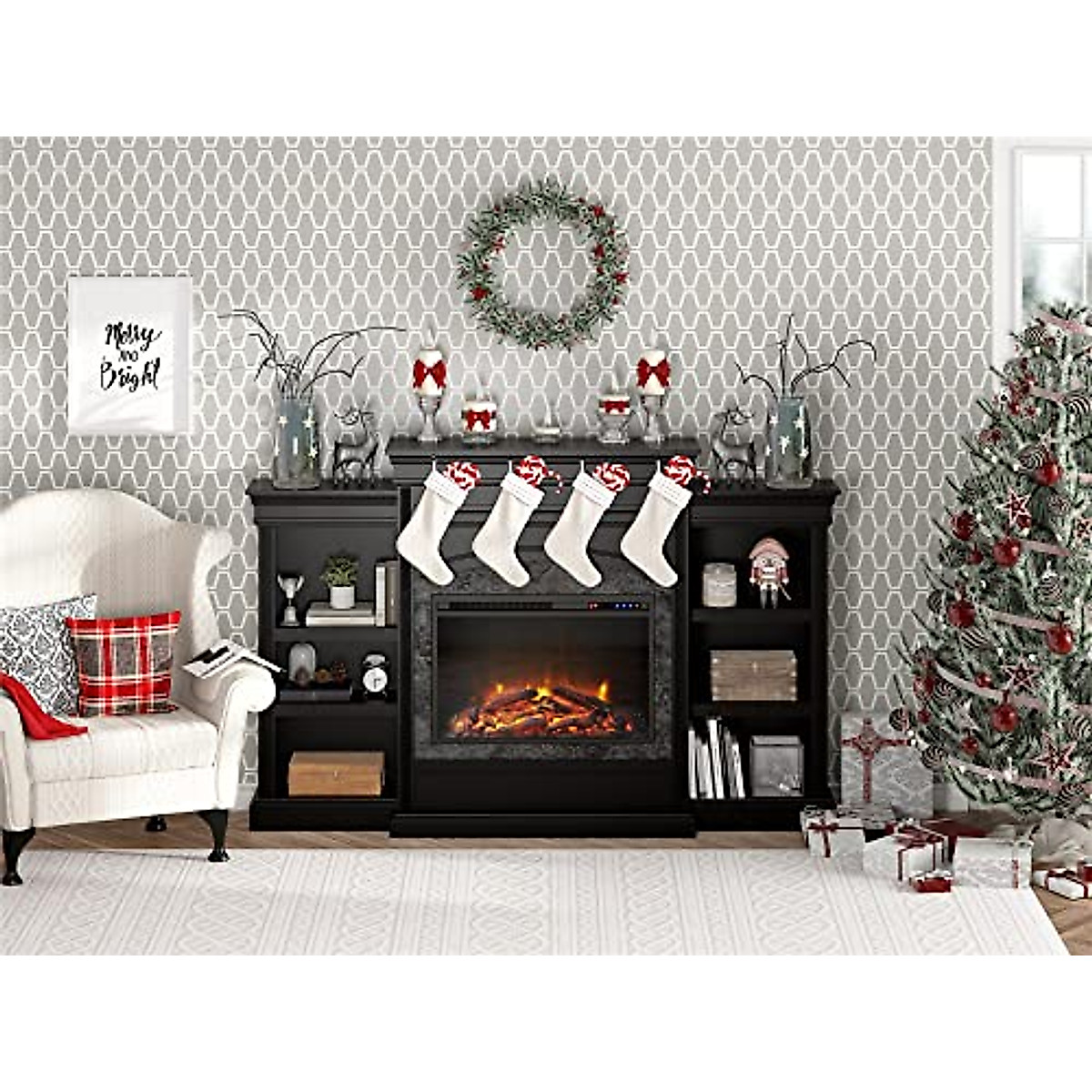 Ameriwood Home Lamont Mantel Fireplace, Black
