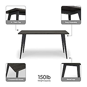 HON Basyx Commercial-Grade Executive Desk, Angled Metal Legs, 55", Gray