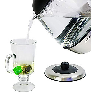 Chef'sChoice 680 Cordless Electric Glass Kettle in Brushed Stainless Steel Includes Illuminated On Off Switch Auto Off & Boil Dry Shut Off Protection, 1.5-Liter, Silver
