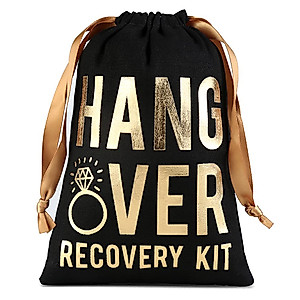 Cytdkve Gold Foiled Hangover Favor Bag Bachelorette Party Favor Bag, Wedding Bridal Shower Party Favors Hangover Kit Bags (10 Pieces, Black, 5 x 7 Inch)