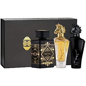 Maahir, Maahir Black & Bade'e Al Oud for Glory - EDP 100ML(3.4 oz) with Magnetic Gift Box Perfect For Gifting I Bold and Rich Oud Fragrance I Sandalwood, Musk and Vanilla Notes I Saffron, Lavender, & Nutmeg I Signature Arabian Perfumery I by Lattafa Perfu