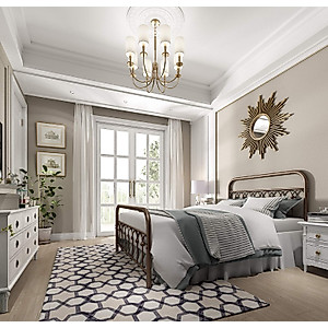 YALAXON Vintage Sturdy Full Size Metal Bed Frame with Headboard and Footboard Basic Bed Frame No Box Spring Needed，Antique Brown