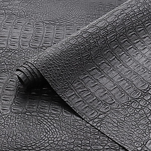 Vinyl Leather Fabric Crocodile Pattern Marine Waterproof Material 36" L×54" W Marine Vinyl Synthetic Leather Sheets 0.5mm Thick for Upholstery Crafts, Automotive/Boat, Cushion, DIY Sewing - Black