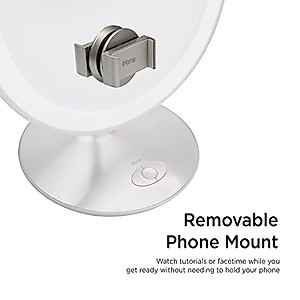 iHome Beauty Glow Ring XL 13" Makeup Mirror with Bluetooth Speaker, Speakerphone, USB Charging, Removable Phone Mount, Rechargeable Battery and 3 LED Color Modes