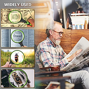 MJIYA Magnifying Glass, 8X Handheld Reading Magnifier for Kids and Seniors, Non-Scratch Quality Glass Lens, Shatterproof Design (75mm, Green)