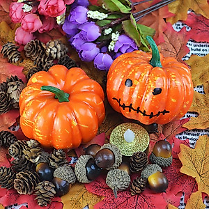 JEDFORE Fake Fruit Home House Kitchen Decoration Artificial Lifelike Simulation Mini Pumpkins Halloween Thanksgiving Day House Decoration - Set of 10 - Orange