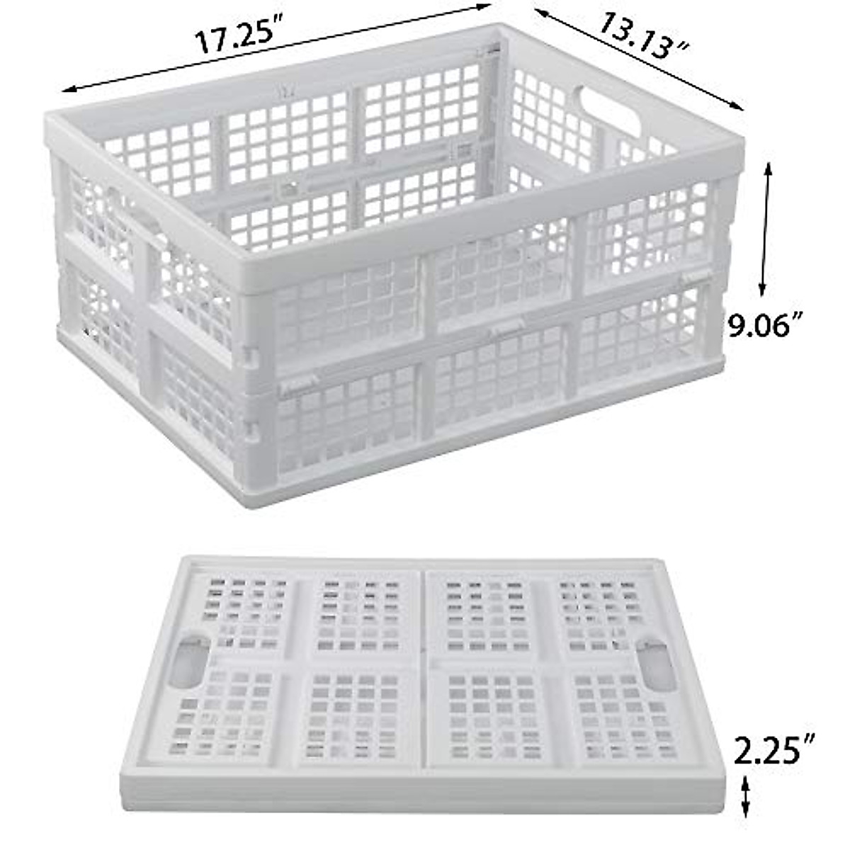 Sosody 34 L Large Collapsible Plastic Storage Crates, Folding Storage Baskets Stackable, White, 4 Packs