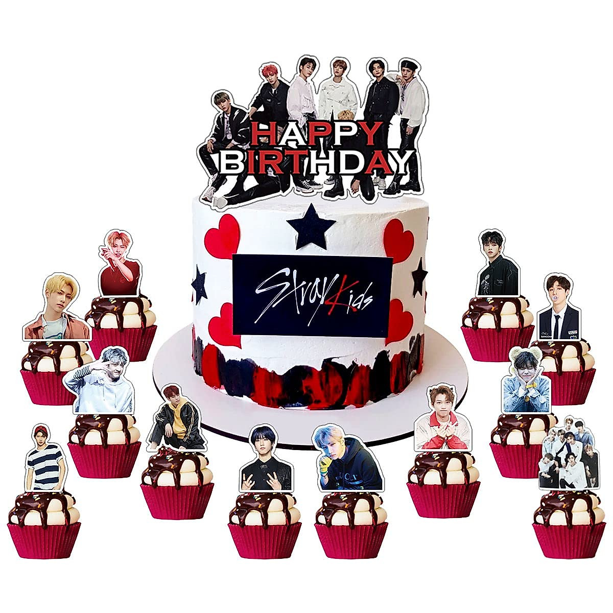 OULUN STRAY-KIDS Party Supplies, STRAY-KIDS Party Decorations Include Happy Birthday Banners, Cake Toppers, Cupcake Toppers, Balloons