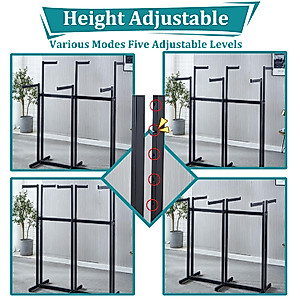 rcqeuiol Clothes Rack 6 Arms Clothing Retail Rack Floor Standing Metal Garment Rack with Wheels, Heavy Duty Retail Display Racks for Hanging Clothes, Adjustable Shirt Rack for Commercial Home, Black