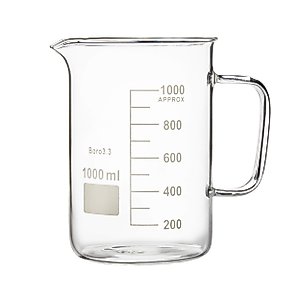 Labnique Glass Beaker with Handle, Beaker Mug with Pouring Spout, Double Graduated, 1000ml (33.8 oz / 4.2 cups)