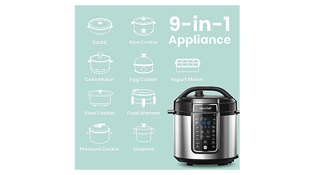 COMFEE' 6 Qt 12-in-1 Pressure Cooker | Slow Cooker & More