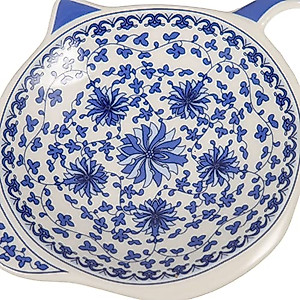 Soy Sauce Dish 4 Pcs Teapot Shaped Tea Bag Holder Ceramic Tea Bag Saucer Teabag Coaster Snack Dish Seasoning Dish for Home Kitchen Sauce Dessert Rest Spoon Blue Tea Plates