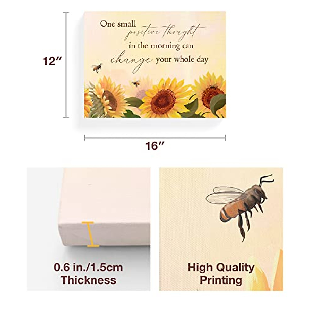 Cilipuloy Sunflower Canvas Wall Art for Bathroom Decoration, Office, Kitchen, Bedroom, Farmhouse, Apartment and Home Decor Accessories. Inspirational Wall Art, Inspirational Poster Quotes Wall Decor, Aesthetic Sunflower Gifts for Women Sunflower Decoratio