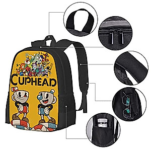 Woodyotime Cuphead & Mugman Show Teen/Adult School Bag Lightweight Backpack Laptop Rucksack Students College For Men Women Large Space