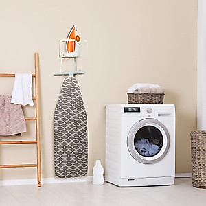 ORLESS Over The Door/Wall Mount Ironing Board Hanger, Laundry Room Iron and Ironing Caddy Board Storage Holder Cream