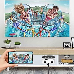 Mini Projector, HD 1080P WiFi Projector Portable Movie Projector Smart with Adapter, Remote Control, User Manual Support Phone Computer USB AV Audio Home Theater Projector for Gaming and Movies(#2)