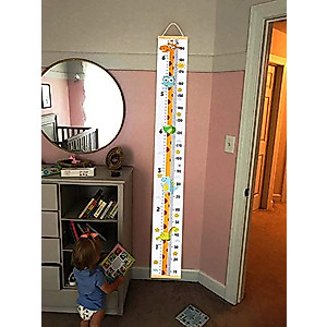 JJGoo Baby Growth Height Chart Hanging Ruler Wall Decor for Kids, Canvas Removable Height Growth Chart 79" x 7.9"(Giraffe)