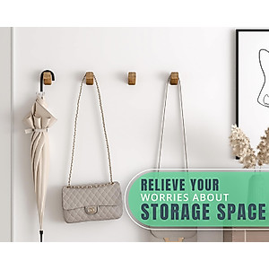 Comfify Set of 4 Bamboo Wall Hooks for Hanging Coats, Hats, Towels and More - Wall Mount Hooks for Hallway or Bathroom - Heavy Duty Wall Hooks