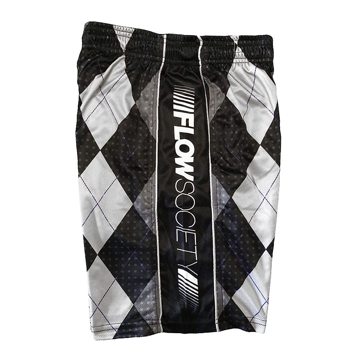 Flow Society Mens Black & Silver Argyle Athletic Shorts with Pockets
