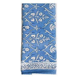 Petal Pushing Cotton Tea Towels (2pc, hand-printed) - Azure