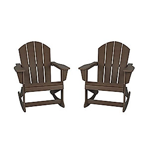 WestinTrends Malibu Outdoor Rocking Chair Set of 2, All Weather Resistant Poly Lumber Classic Porch Rocker Chair, 350 lbs Support Patio Lawn Plastic Adirondack Chair, Dark Brown