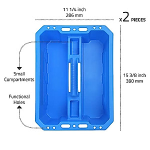 CANOPUS Storage Tray Tote with Functional Holes 2 PCs Plastic Cleaning Caddy with Handle, Portable Cleaners Caddy, Undersink Storage for Kitchen, Shoe Cleaning Box, Cleaning Products Organizer, Blue