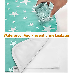 3 Pack Diaper Changing Pad, Maveek Portable Toddler Diaper Changing Pad Waterproof Baby Change Mats Premium Change Pad Liner Bed Pad Play Mat(Green&White&Blue)